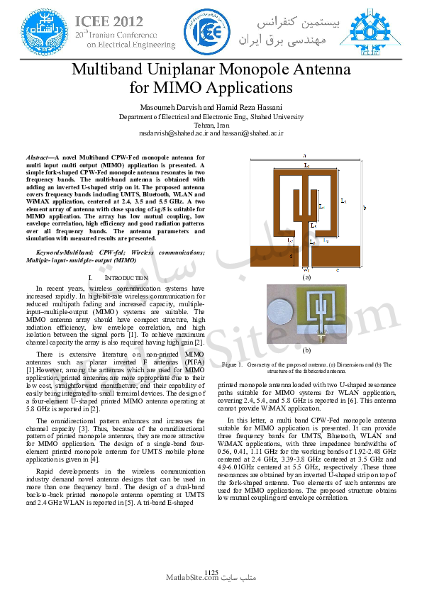 (PDF) Multiband uniplanar monopole antenna for MIMO applications