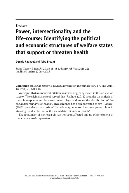 (PDF) Power, intersectionality and the life-course: Identifying the ...