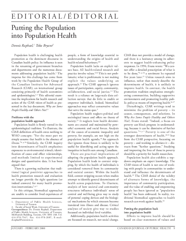(PDF) Putting the Population into Population Health
