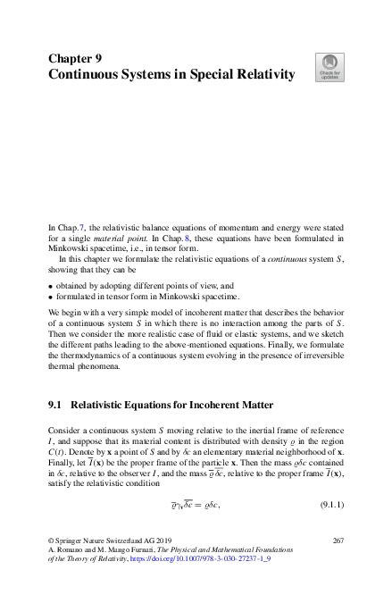 (PDF) Continuous Systems in Special Relativity | Mario Mango Furnari ...