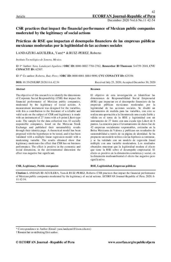 (PDF) CSR practices that impact the financial performance of Mexican ...