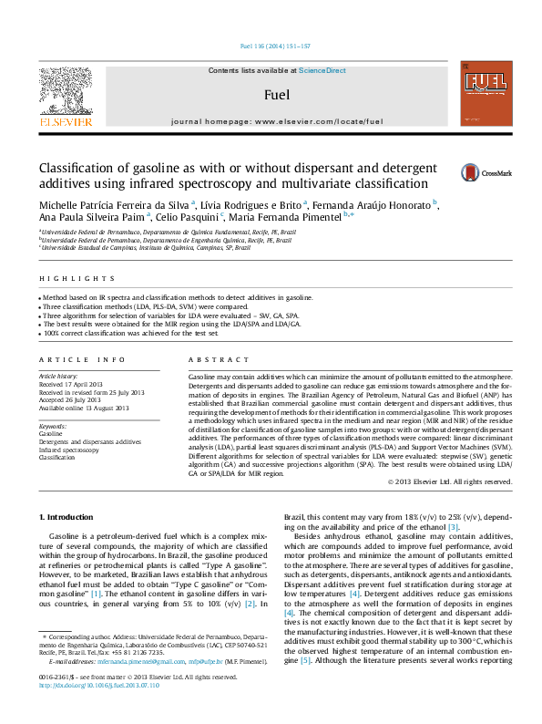 (PDF) Classification of gasoline as with or without dispersant and ...