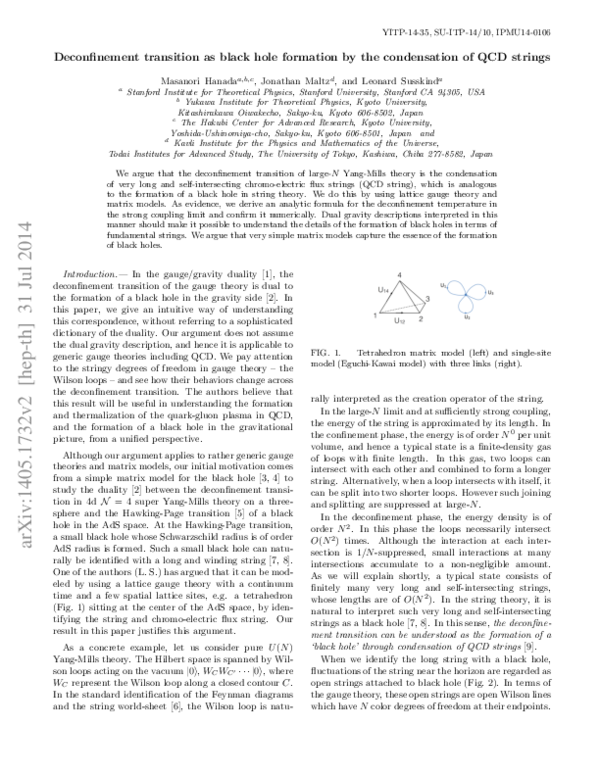 (PDF) Deconfinement transition as black hole formation by the condensation of QCD strings
