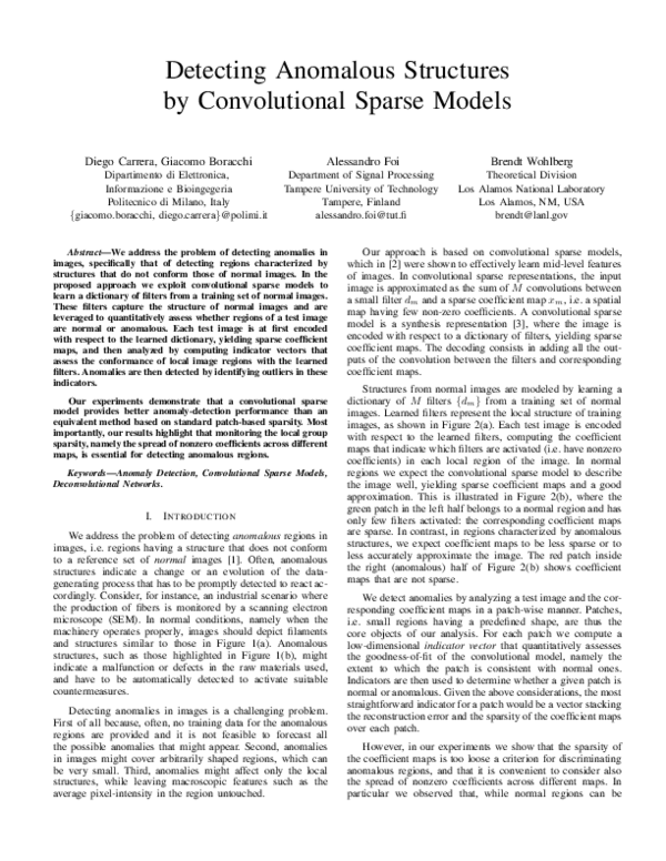 (PDF) Detecting anomalous structures by convolutional sparse models | Giacomo Boracchi ...