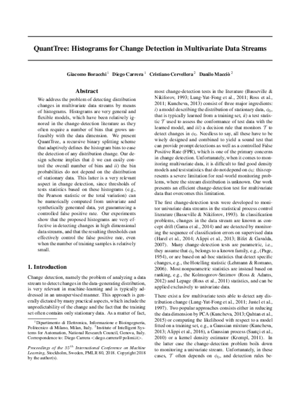 (PDF) Uniform histograms for change detection in multivariate data
