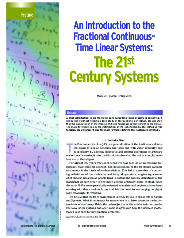 (PDF) The 21st Century Systems An Introduction to the Fractional Continuous- Time Linear Systems