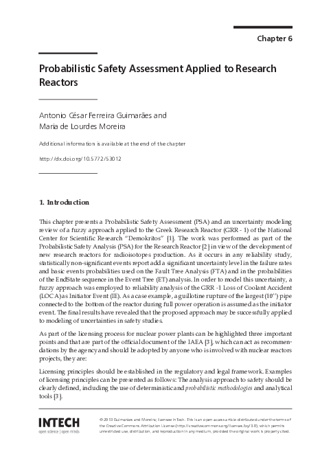 (PDF) Chapter 6 Probabilistic Safety Assessment Applied to Research ...