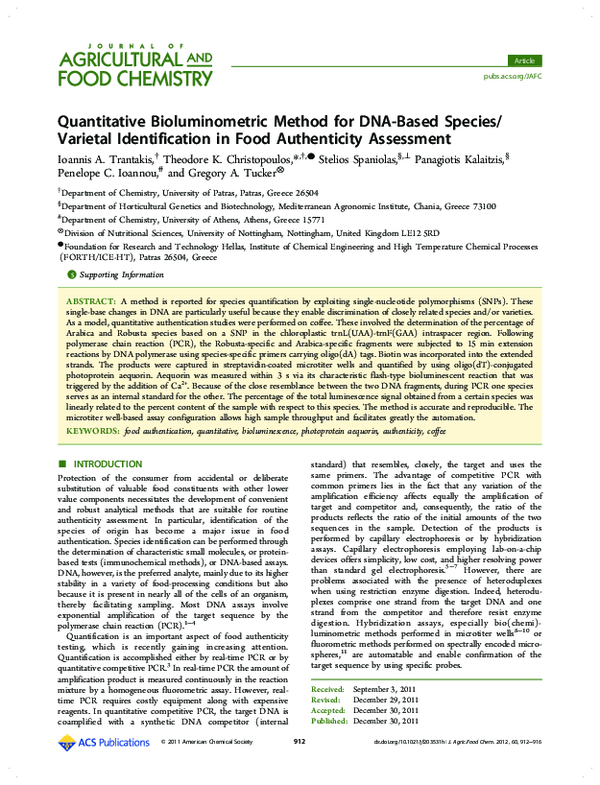(PDF) Quantitative Bioluminometric Method for DNA-Based Species ...