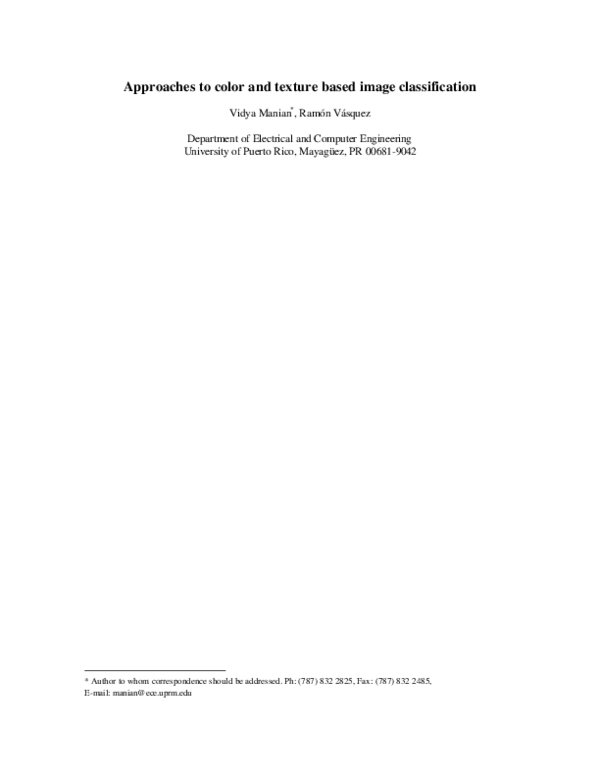 Pdf Approaches To Color And Texture Based Image Classification