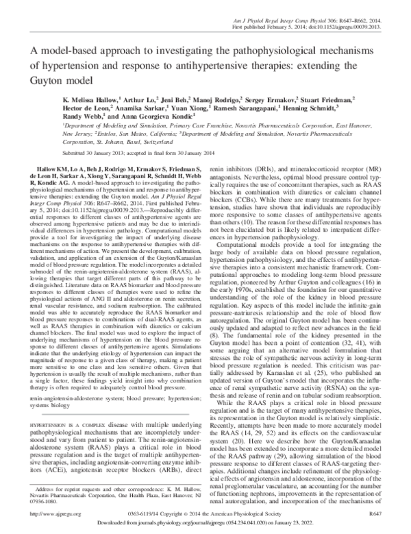 (PDF) A model-based approach to investigating the pathophysiological ...