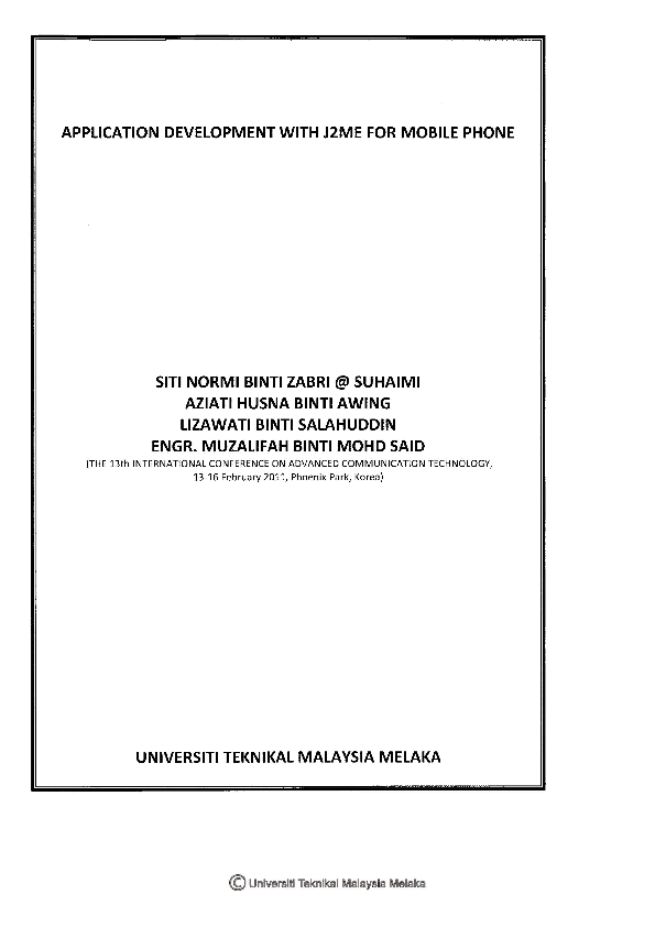 Pdf Application Development With J2me For Mobile Phone Aziati Husna