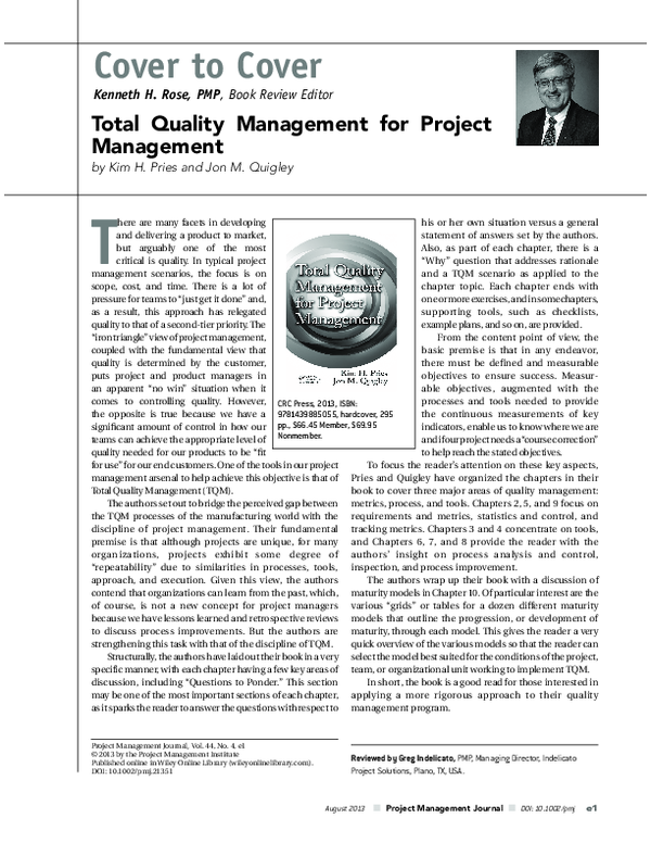 (PDF) Total Quality Management for Project Management