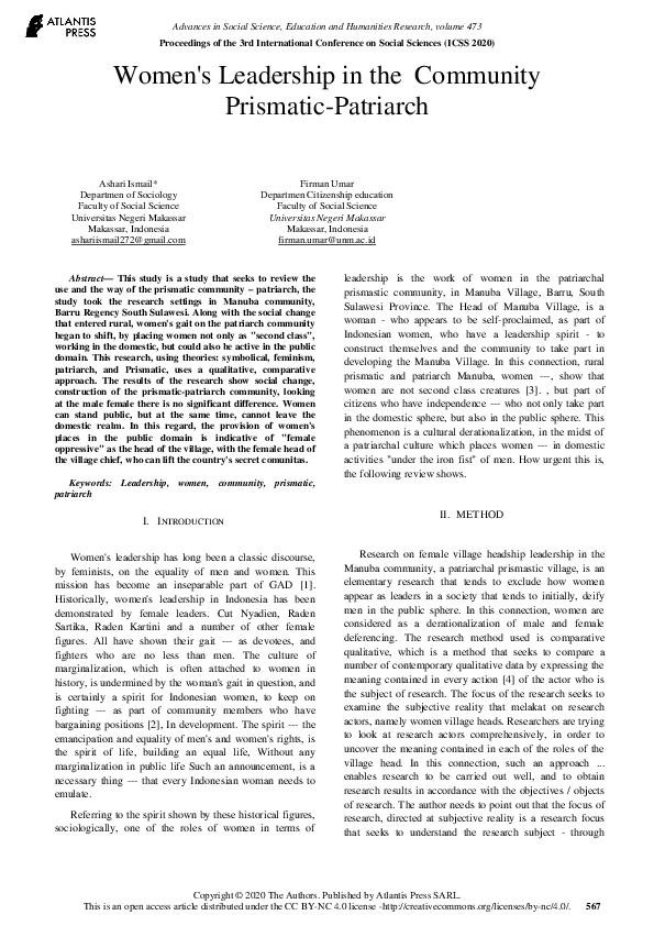 (PDF) Women’s Leadership in the Community Prismatic-Patriarch