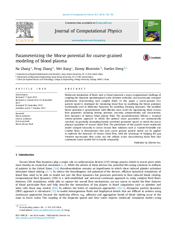 (PDF) Parameterizing the Morse potential for coarse-grained modeling of blood plasma