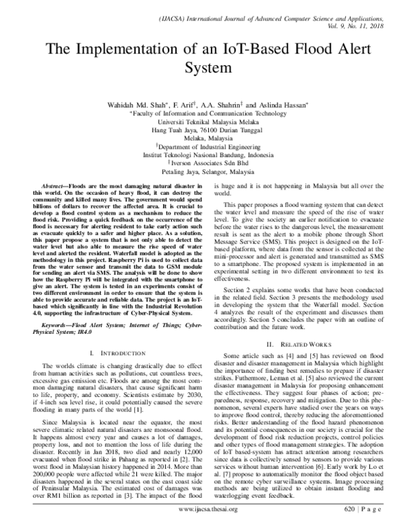 Pdf The Implementation Of An Iot Based Flood Alert System Fahmi
