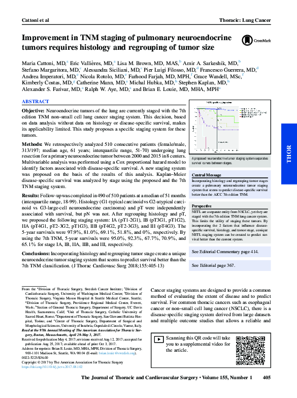 (PDF) Improvement in TNM staging of pulmonary neuroendocrine tumors ...