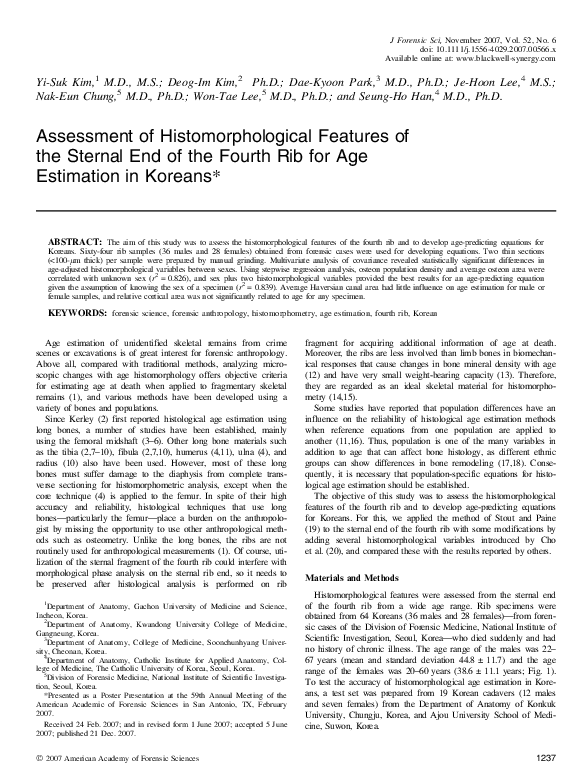 (PDF) Assessment of Histomorphological Features of the Sternal End of ...