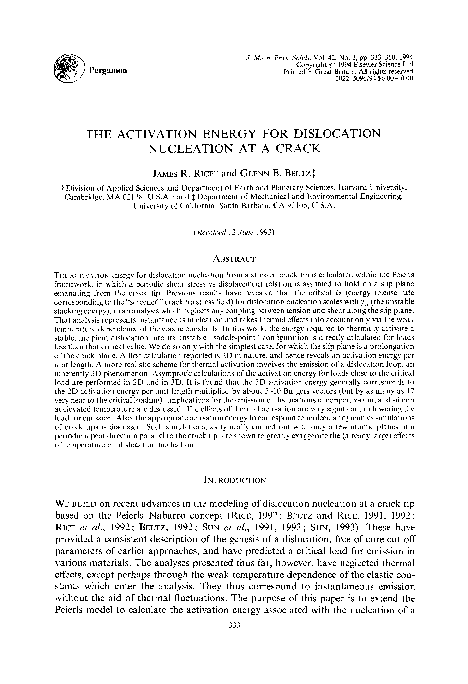 Pdf The Activation Energy For Dislocation Nucleation At A Crack
