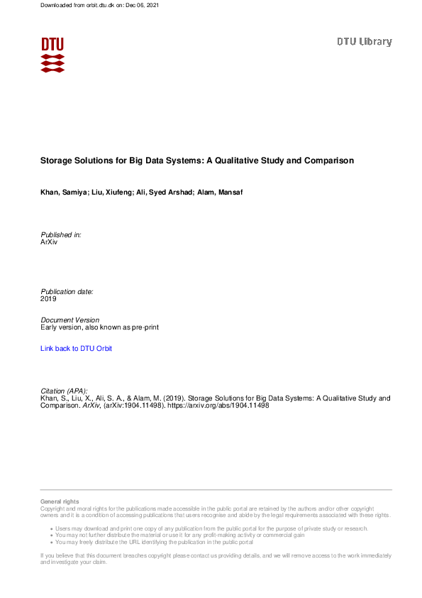 (PDF) Storage Solutions for Big Data Systems: A Qualitative Study and ...