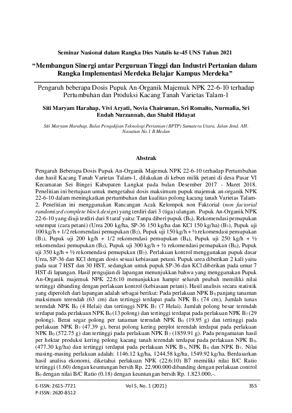 (PDF) Pengaruh beberapa Dosis Pupuk An-Organik Majemuk NPK 22-6-10 terhadap Pertumbuhan dan ...