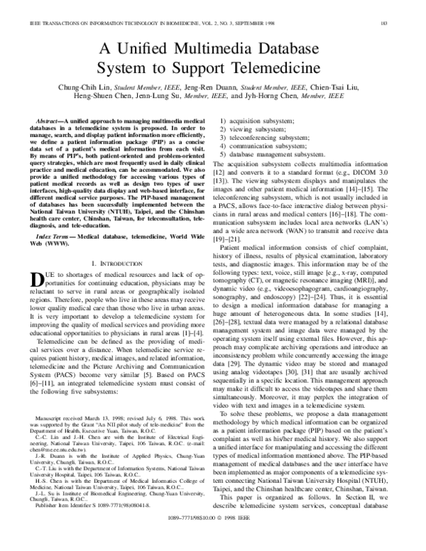 (PDF) A unified multimedia database system to support telemedicine