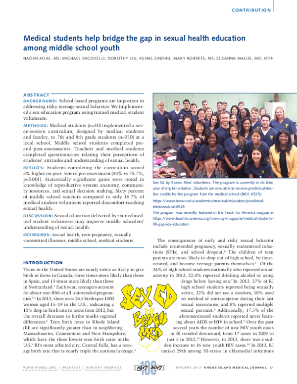 (PDF) Medical students help bridge the gap in sexual health education ...