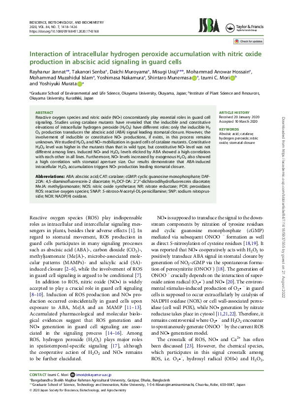 (PDF) Interaction of intracellular hydrogen peroxide accumulation with ...