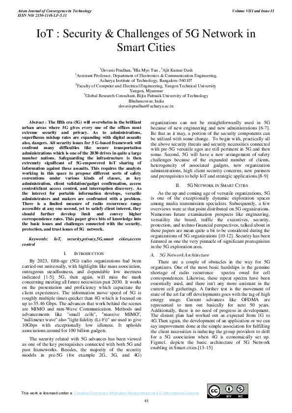 Pdf Iot Security And Challenges Of 5g Network In Smart Cities