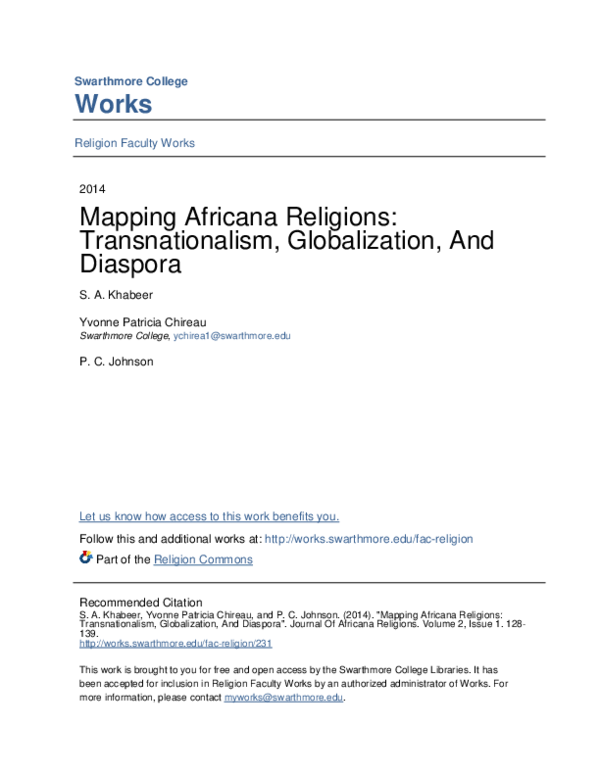 (PDF) Mapping Africana Religions: Transnationalism, Globalization, and Diaspora