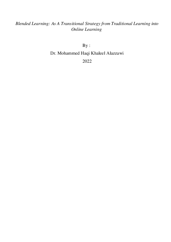 (PDF) Blended Learning: As A Transitional Strategy from Traditional ...