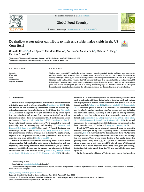 (PDF) Do shallow water tables contribute to high and stable maize ...