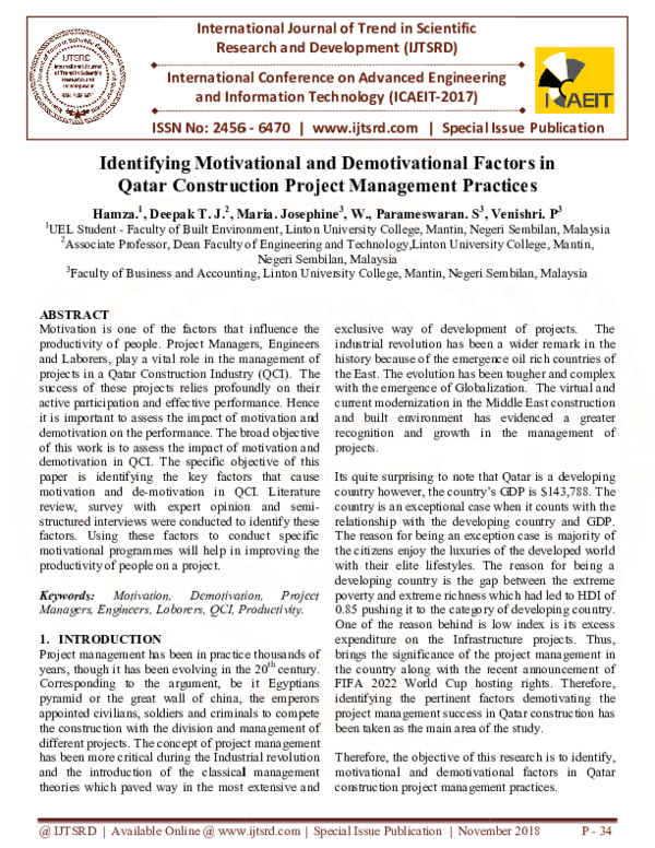 (PDF) Identifying Motivational and Demotivational Factors in Qatar ...