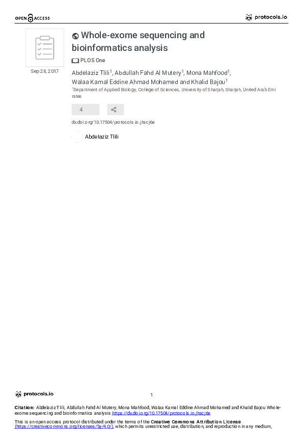 (PDF) Whole-exome sequencing and bioinformatics analysis v1