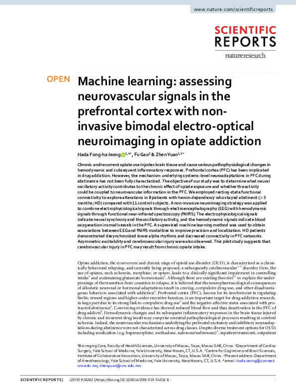 (PDF) Machine learning: assessing neurovascular signals in the prefrontal cortex with non ...