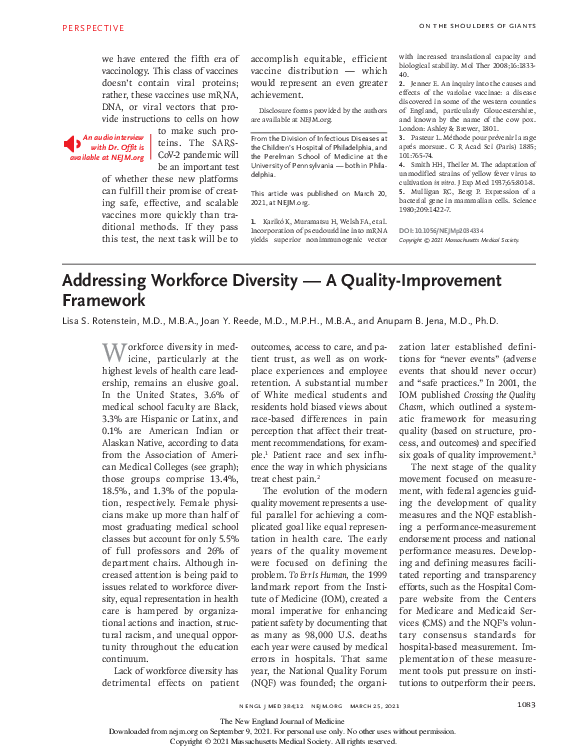 (PDF) Addressing Workforce Diversity — A Quality-Improvement Framework