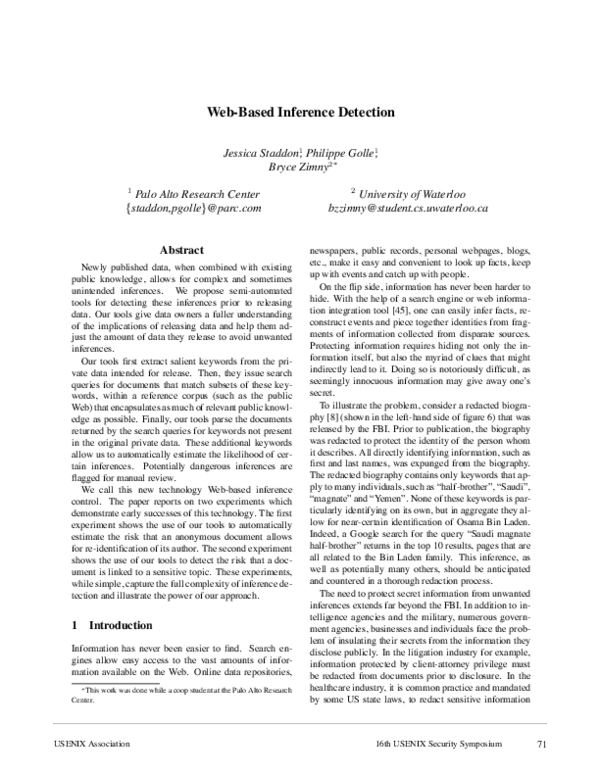 (PDF) Web-based inference detection