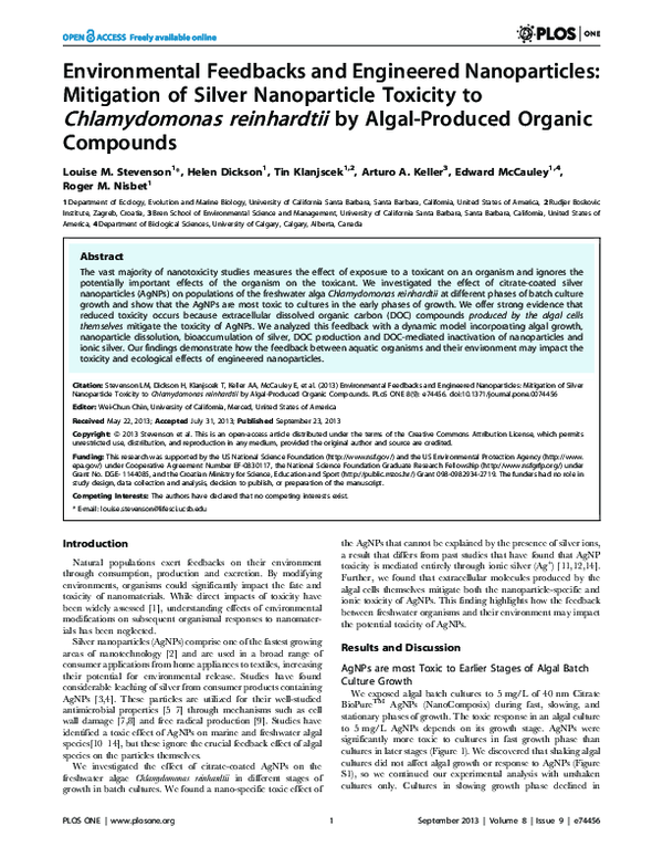 (PDF) Environmental Feedbacks and Engineered Nanoparticles: Mitigation ...