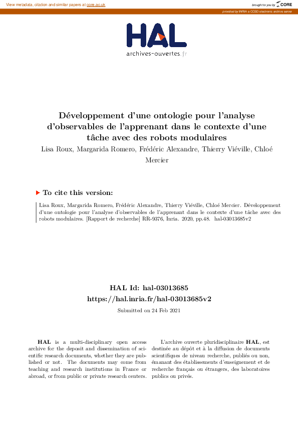 (PDF) Développement d'une ontologie pour l'analyse d'observables de l'apprenant dans le contexte ...