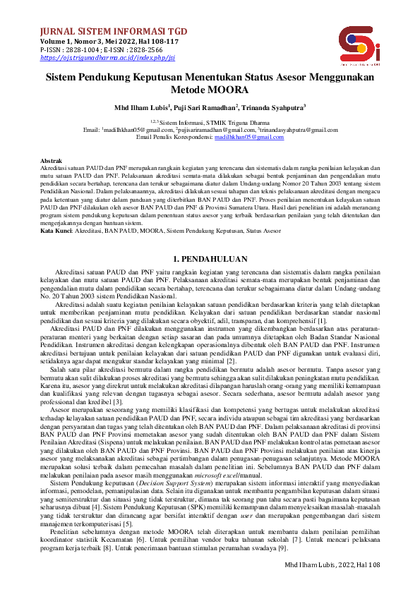 (PDF) Sistem Pendukung Keputusan Menentukan Status Asesor Menggunakan Metode MOORA