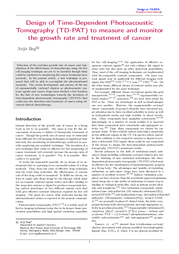 (PDF) Design of Time-Dependent Photoacoustic Tomography (TD-PAT) to ...