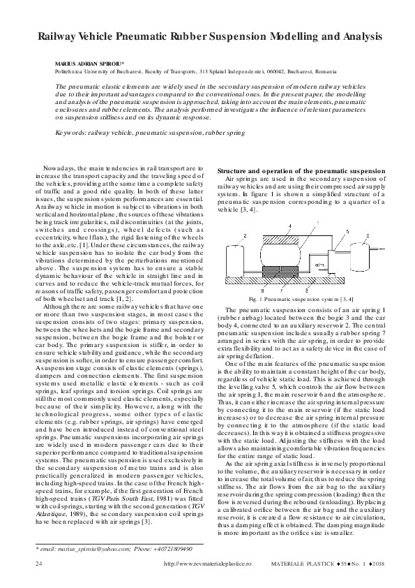 (PDF) Railway Vehicle Pneumatic Rubber Suspension Modelling and Analysis (PDF) Railway Vehicle Pneumatic Rubber Suspension Modelling and Analysis