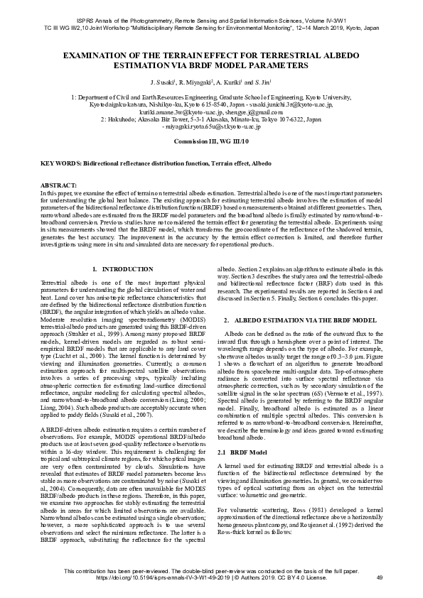 (PDF) Examination of the Terrain Effect for Terrestrial Albedo ...