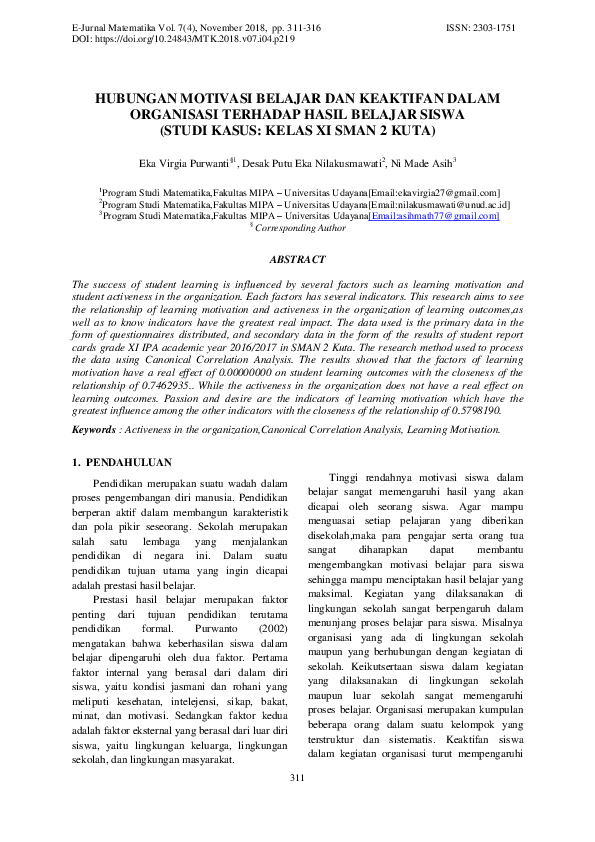 (PDF) Hubungan Motivasi Belajar Dan Keaktifan Dalam Organisasi Terhadap Hasil Belajar Siswa ...