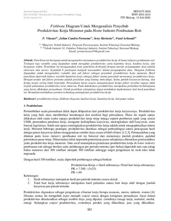 (PDF) Fishbone Diagram untuk Menganalisis Penyebab Produktivitas Kerja ...