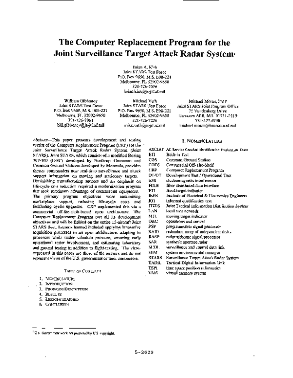 (PDF) The computer replacement program for the joint surveillance ...