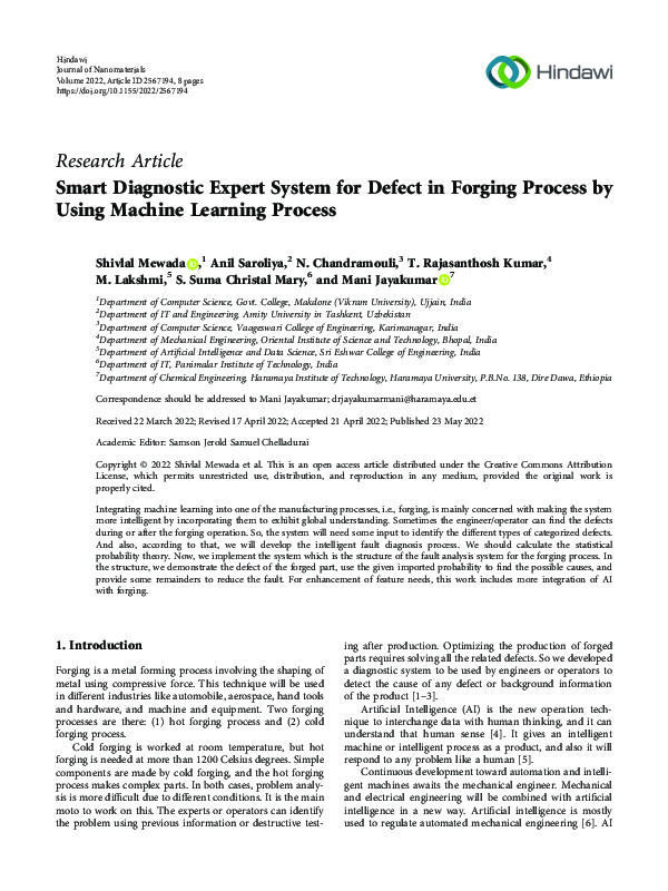 (PDF) Smart Diagnostic Expert System for Defect in Forging Process by Using Machine Learning ...