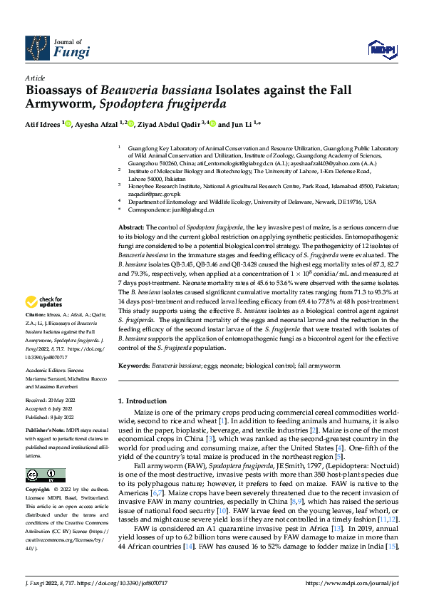 (PDF) Bioassays of Beauveria bassiana Isolates against the Fall ...