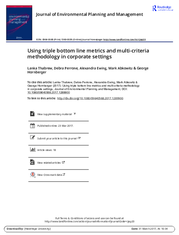(PDF) Using triple bottom line metrics and multi-criteria methodology in corporate settings