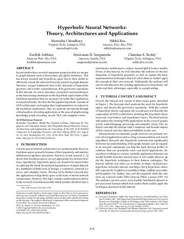 Pdf Hyperbolic Neural Networks Theory Architectures And Applications