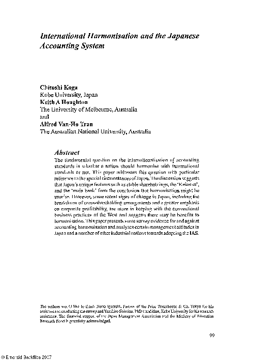 (PDF) International Harmonisation and the Japanese Accounting System